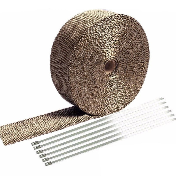 5M/10M Titanium Exhaust Header Pipe Heat Wrap Stainless Ties Kit Car ...