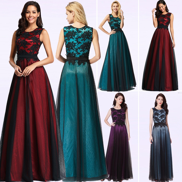 Women Fashion Lace Evening Party Cocktail Party Prom Evening Gowns ...