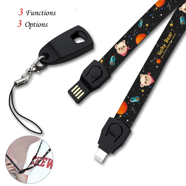 Multifunctional Lanyard USB Data Line Tyep-c Android Iphone Woven ...
