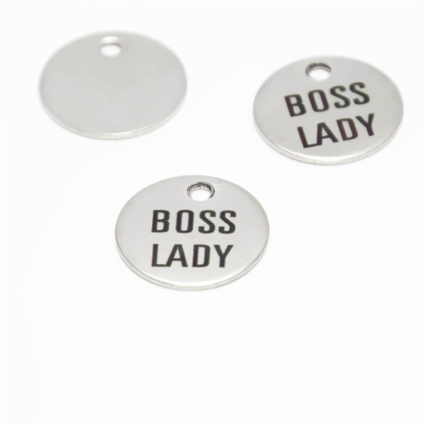 10pcs/lot Boss Lady disc charm stainless steel motivation charm pendant ...