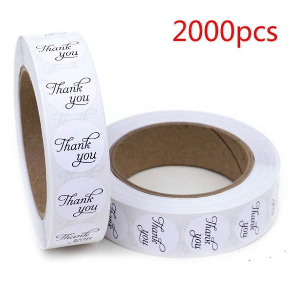 1 Inch Round Thank You Sticker Labels in Script/Calligraphy Print, 500 ...
