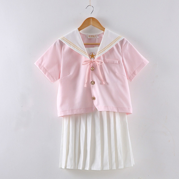 Japanese/Korean Student Suit Cute Girls/Women Cosplay Sailor pink Suit ...