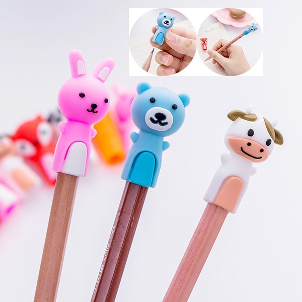 1PACK(3PCS) Fashion Cartoon Silicone Cute Pencil Cap Fancy Pencil Pen ...