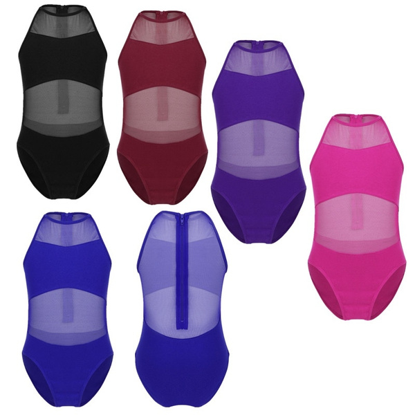 Mesh Ballet Leotards Girls Kids Sleeveless Ballet Clothing Dancewear ...