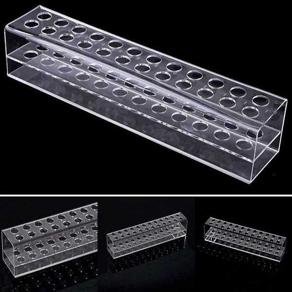24 Holes Acrylic Clear Plastic Makeup Pen Brush Holder Stand Ballpoint ...