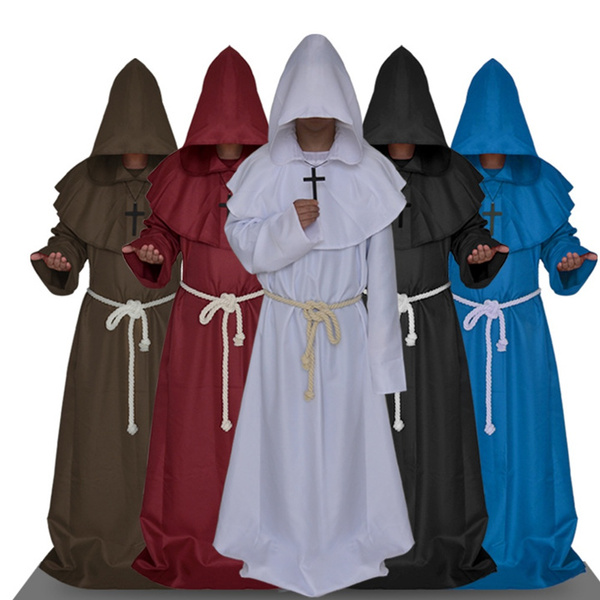 Halloween Cosplay Costume Medieval Monks'robes Priest Outfit Christian ...