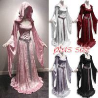 Plus Size Medieval Vintage Celtic Dress Long Sleeve Suqare Collar ...