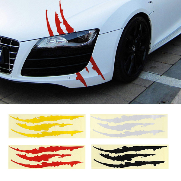 Car Reflective Monster Sticker Scratch Stripe Claw Marks Headlight ...