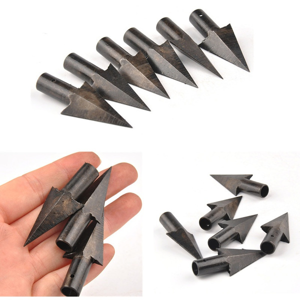 6/12pc Archery Arrowheads Broadheads Tips Medieval Metal Hunting For ...