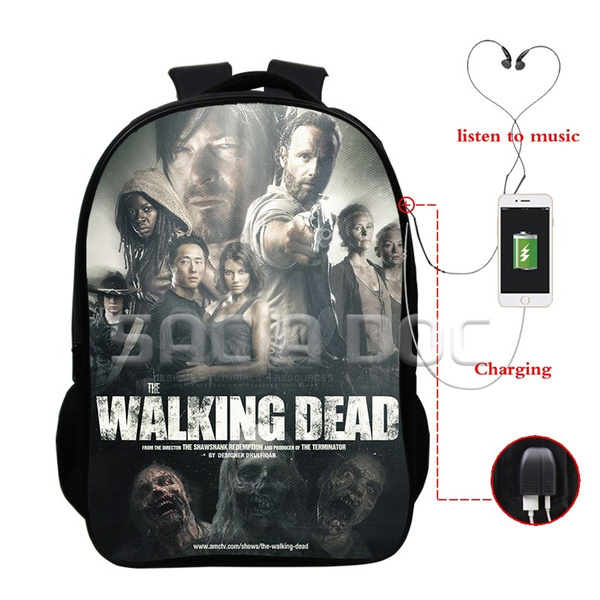 The Walking Dead Backpack Multifunction USB Charging Backpack School ...