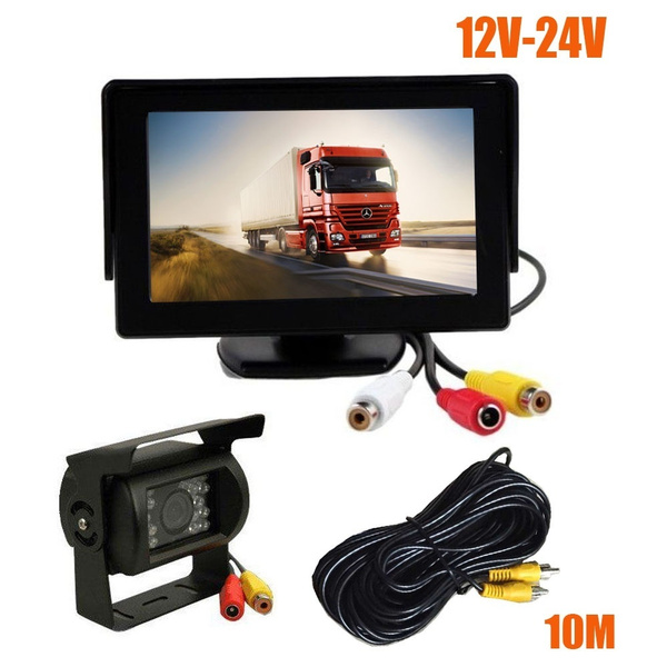 White 18 LED IR Night Vision Reverse Parking Backup Camera + 4.3" LCD ...