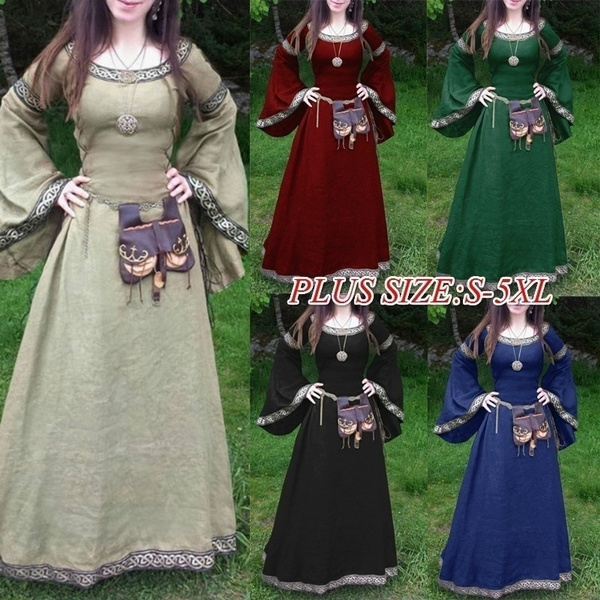 Plus Size S-5XL High Quality Women Medieval Renaissance Long Maxi Dress ...
