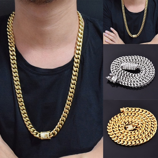 Diamond jewelry clasp cuban link chain hip hop gold chain bubble ...
