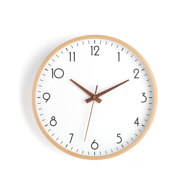 12" Classic Design Decorative Wooden Round Wall Clock Khaki Frame | Wish