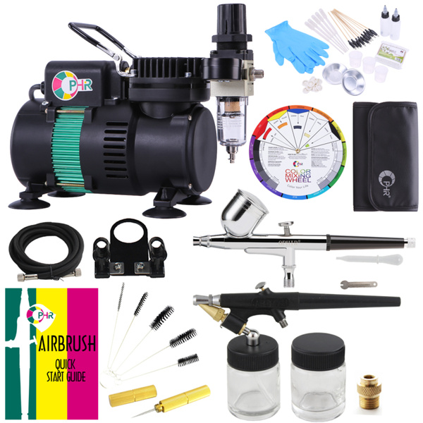 OPHIR Airbrush Kit Air Compressor Set with Two Fans includes Dual ...