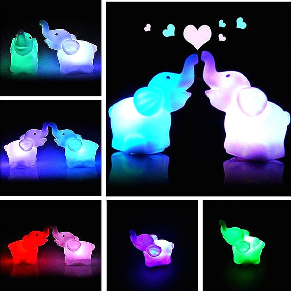 7 Color Changing Elephant LED Night Light Lamp with Battery Party ...