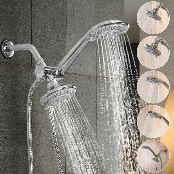 3 Way Shower Combo Setting Handheld Head Ultra Rainfall Chrome Dual ...