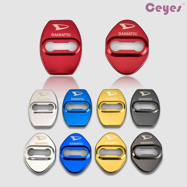 Car Door Lock Cover Red Gold Decoration Protection Stainless Steel Case ...