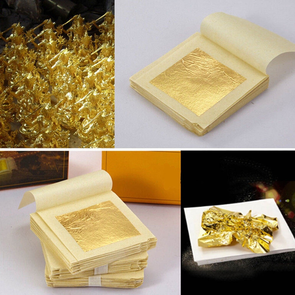 5 Sheets Genuine Edible Gold Leaf Foil Sheet Gold Foil Decor Foil Gold ...