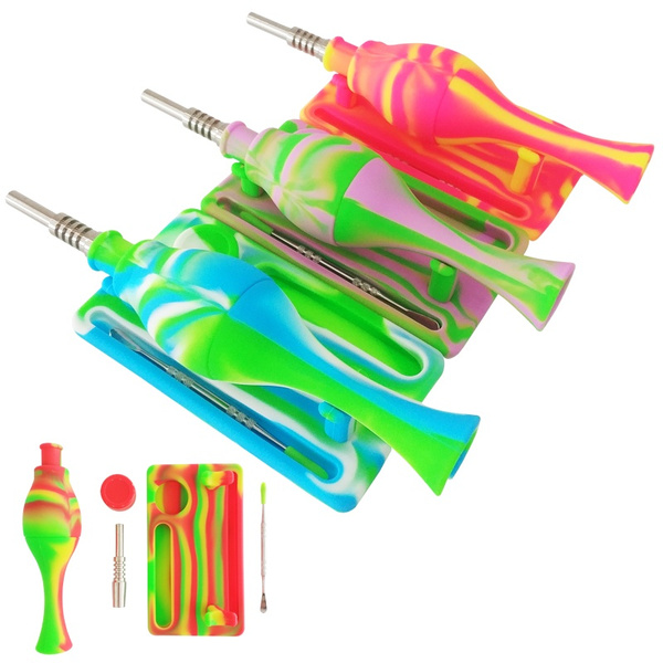 Silicone Honey Collector Water Pipe Bubbler Dab Rig With 14mm Titanium ...