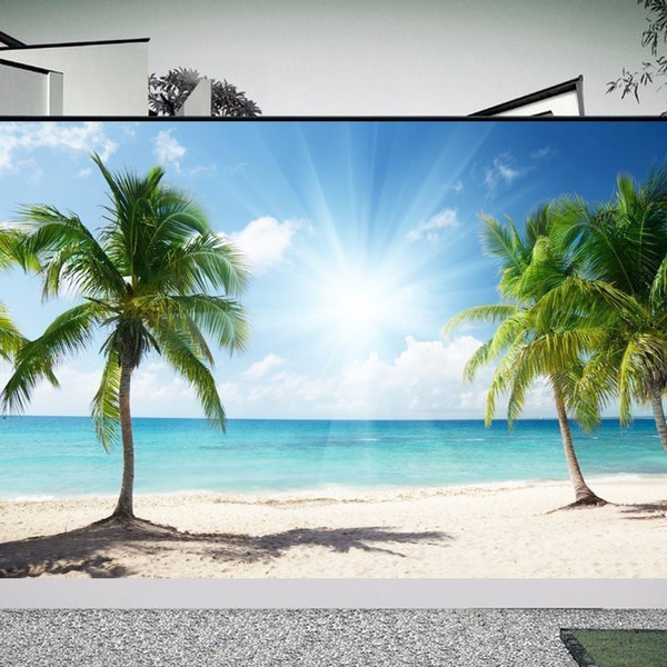 Palm Tree Sun Sea Beach Backdrop Background Photography Studio Photo ...