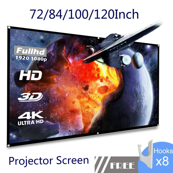 Projection Projector Screen 60 72 84 100 120 inch HD 16:9 Portable ...