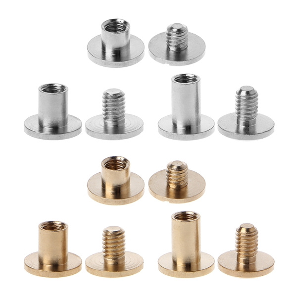 10 Pairs Brass Chicago Screws Posts Belt Button for Leather Bookbinding ...