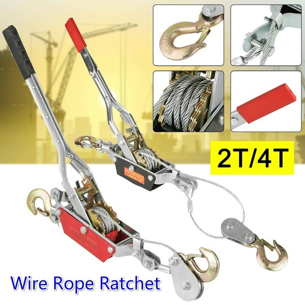 2/4T Wire Rope Ratchet Hand Power Puller Tighten Tool Mini Tightener ...