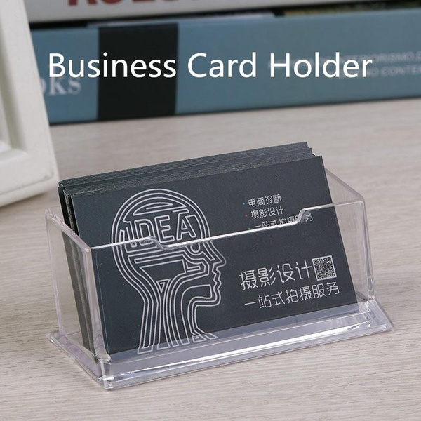 Clear Desktop Business Card Holder Display Stand Acrylic Plastic Desk ...