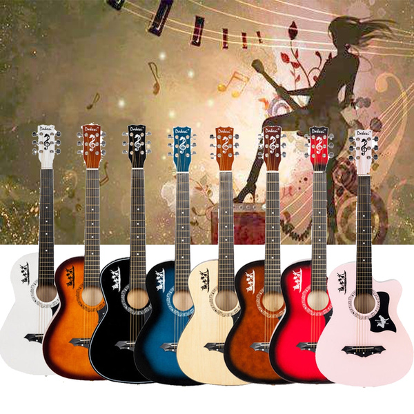 8 Color Basswood Cutaway Acoustic Guitar w/Bag String Pick Strap for ...