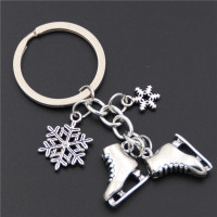 Personalized 1pc Antique Silver Ice Skates Snowflake Pendant Key Ring ...
