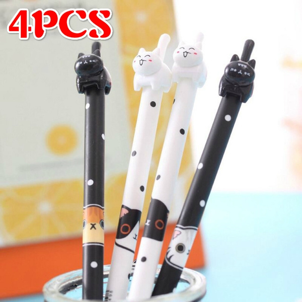 4PCS Cute Black Cat Gel Pen Kawaii Stationery Creative Gift School ...