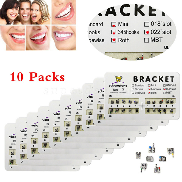 10 Packs Dental Orthodontics Metal Brackets Braces Mini Roth Slot.022 ...