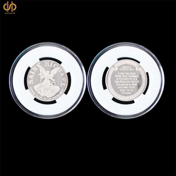The Archangel with Prayer St Michael Challenge Coin USA Gold/Silver ...