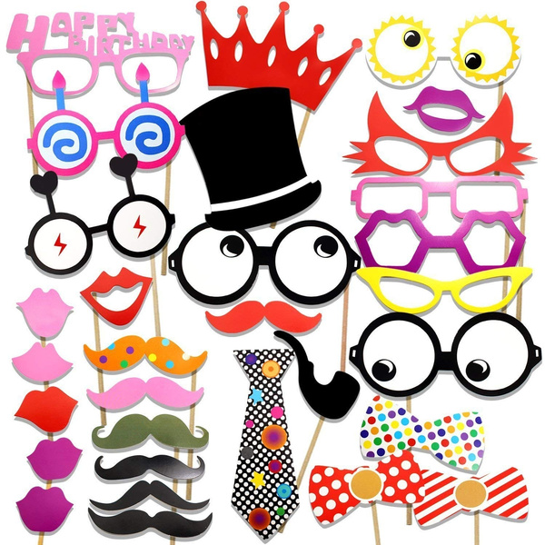 Photo Booth Props Diy Kit For Birthday Party, Happy Birthday Photo ...