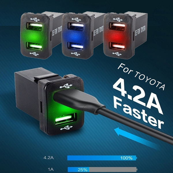 5V 4.2A Dual USB Charger LED Power Outlet Socket Port with Fuse Wiring ...