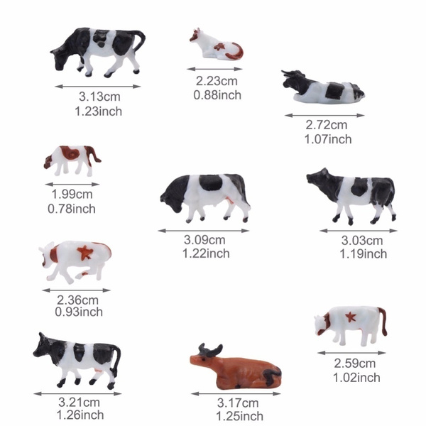 30PCS Miniature Scale Animals Model Cows Farm Building Landscape Layout ...