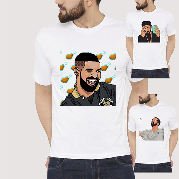 Drake cartoon portrait art print T-shirt funny face meme unisex fan t ...