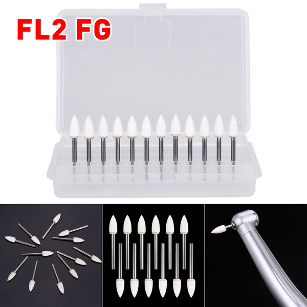 12pcs Dental White Polishing Burs Stones Flame Shape FL2 FG Arkansas ...