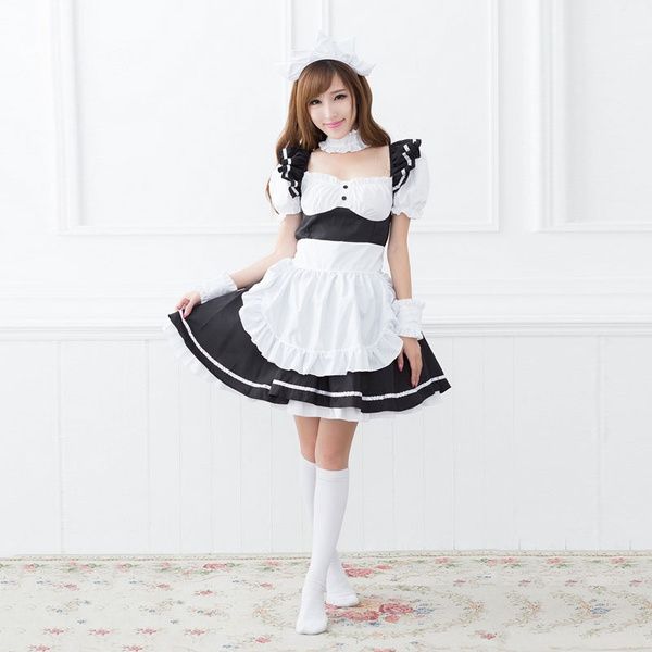 Black And White Maid Costume Maid Costume Role Play Cafe Work Clothes