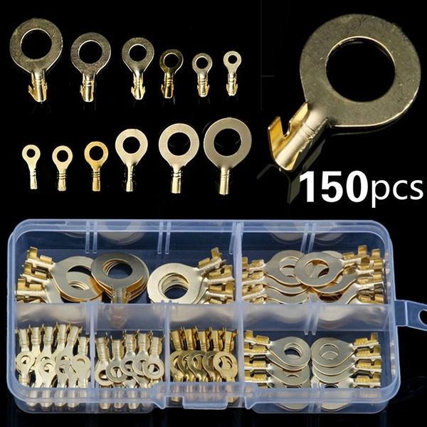 150X Crimp Copper Open-End Cable Lugs Ring Type Cable Wire Connector ...