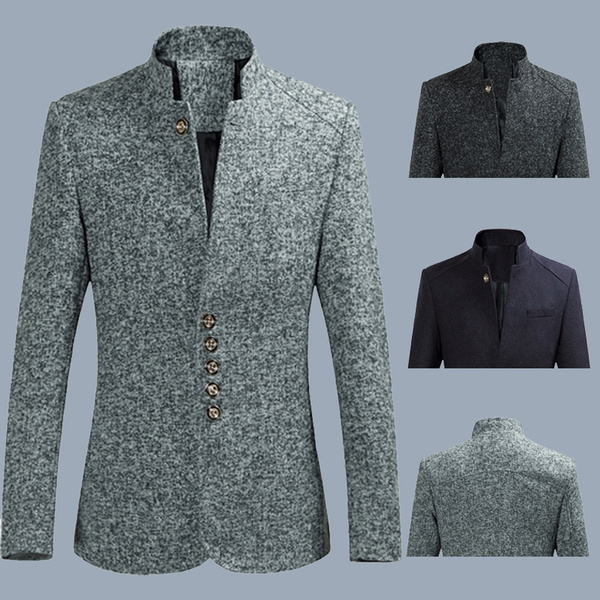 Jamickiki Winter Wool Woolen Coat Men's Suit Business Coat Blazer ...