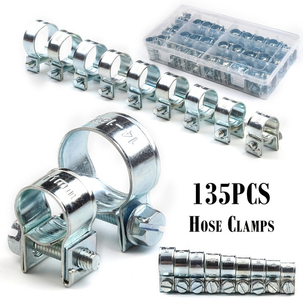 135Pcs Mini Fuel Injection Line Style Hose Clamps Assortment Kit - 9 ...