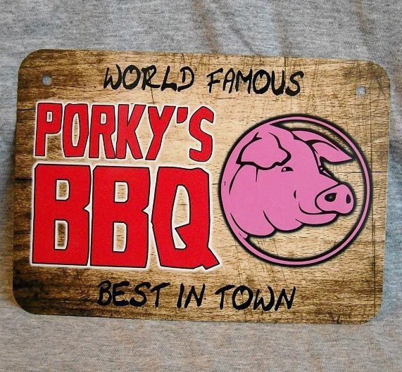 Metal Sign PORKYS BBQ Barbecue Grill Shack Pit Restaurant Barbeque ...