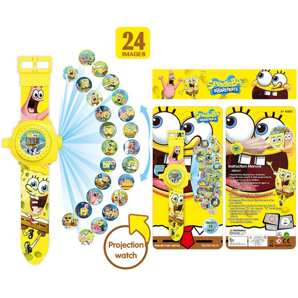 3D Spongebob Projection Watch Kids Cartoon Digital Watches 24 Pictures ...