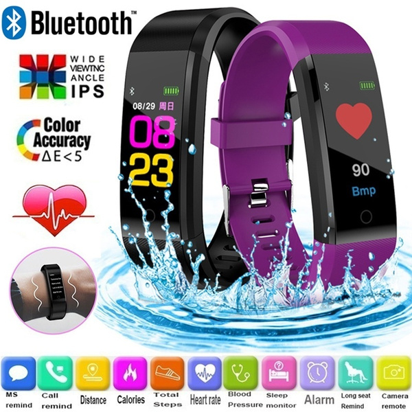 Color Screen IP67 Waterproof Bluetooth Smart Bracelet Heart Rate Blood ...
