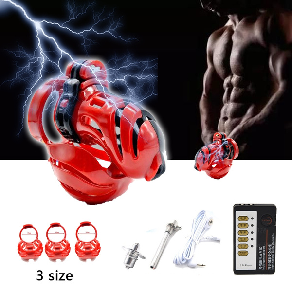 3D Design Male Chastity Device Ball Stretcher Penis Ring Electro Shock ...