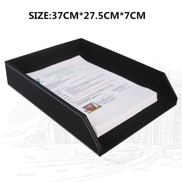 Leather A4 Paper Tray File Tray File Box Business Document Box Office ...