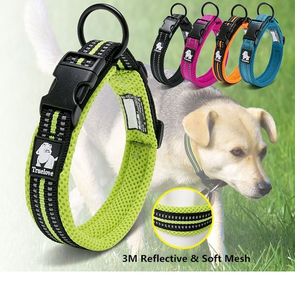 Truelove Dog Collar 3M Reflective Soft Mesh Padded Adjustable Nylon Pet ...