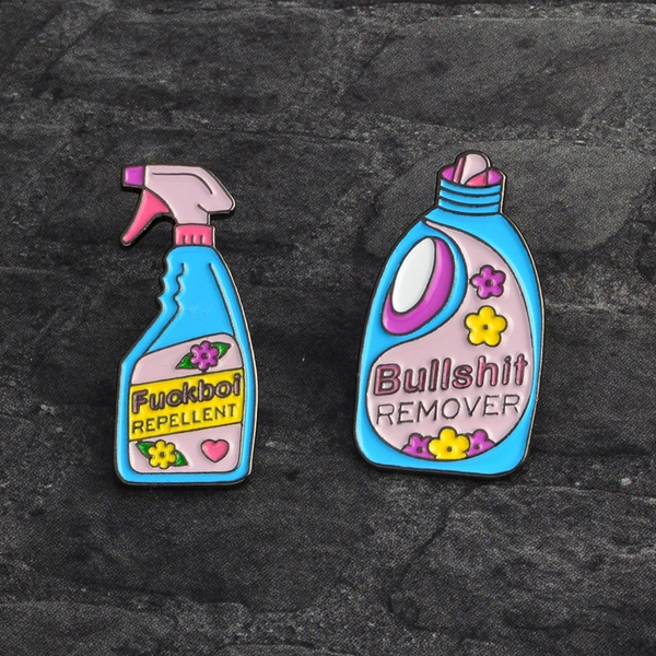 Funny Cleaning Brooch Pins Bullshit Remover, Repellent Detergent Spray ...